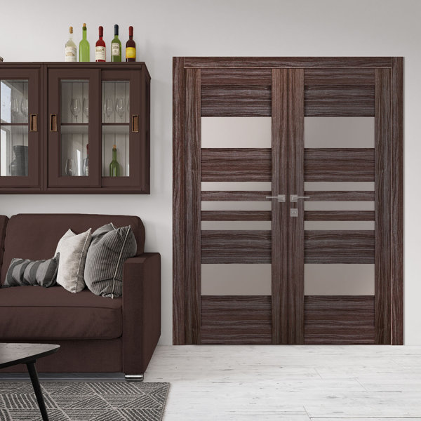 Belldinni Leti Solid Manufactured Wood and Glass Paneled Prefinished Double French Door | Wayfair